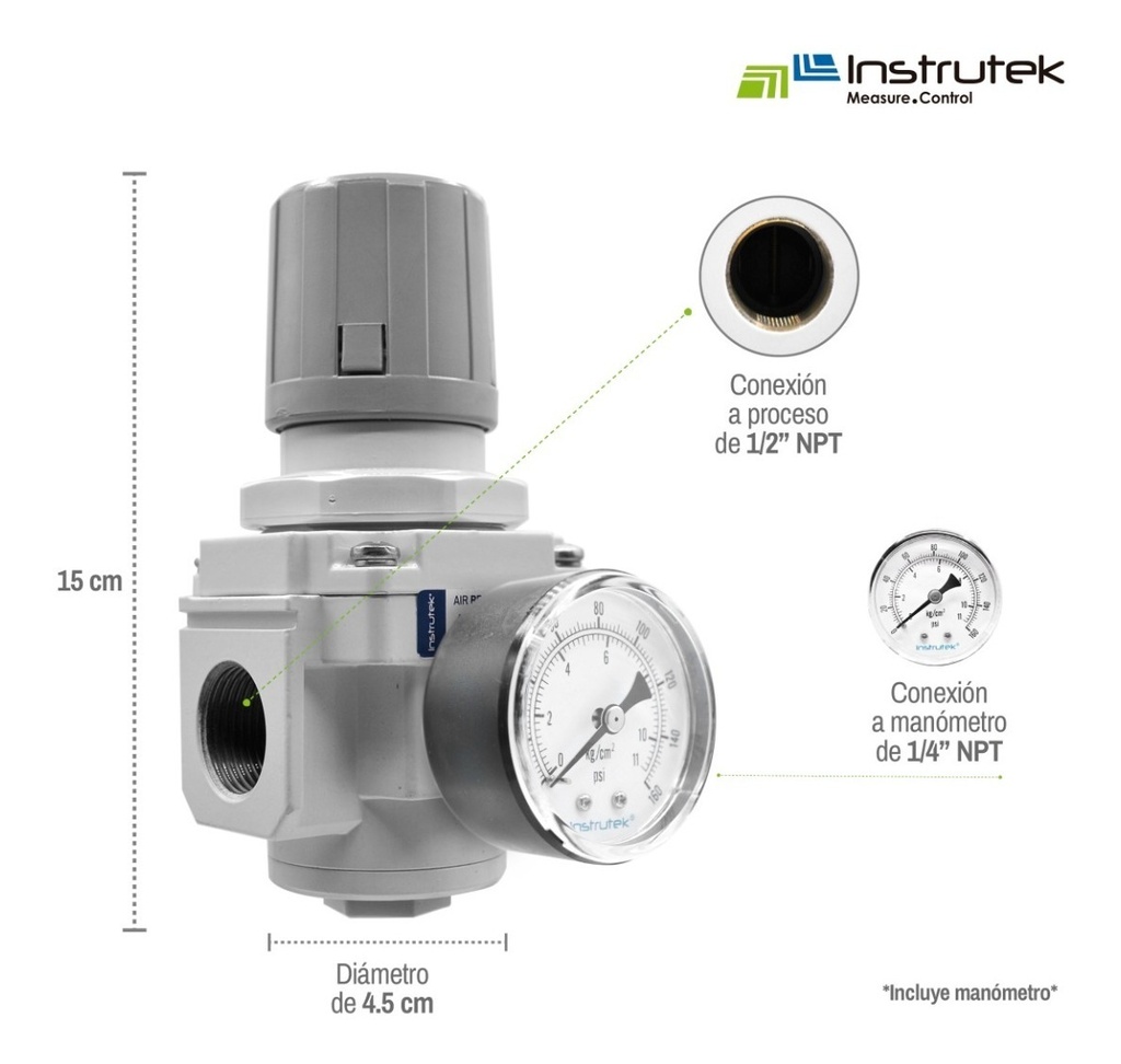 Regulador baja presión, 1/2" NPT | Instrutek